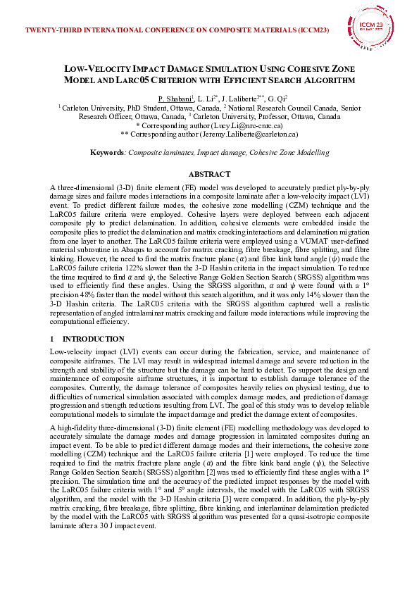 (PDF) Low-velocity impact damage simulation using cohesive zone model and LaRC05 criterion with ...