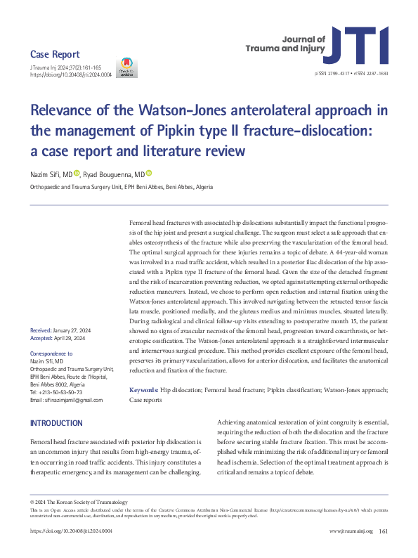 (PDF) Relevance of the Watson-Jones anterolateral approach in the ...