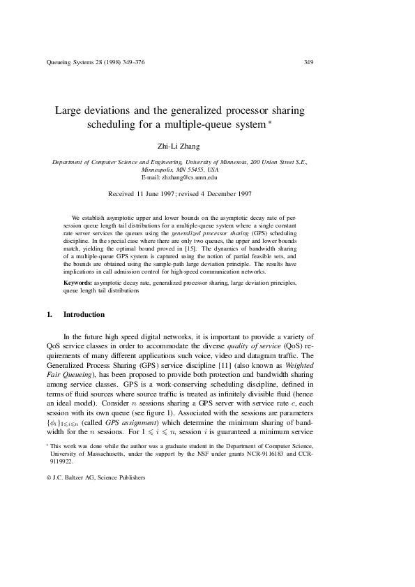 (PDF) Large deviations and the generalized processor sharing scheduling for a multiple-queue system