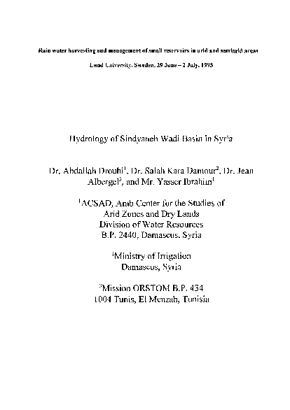 (PDF) Hydrology of Sindyaneh Wadi Basin in Syria