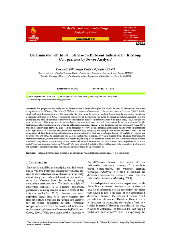Pdf Sample Size Determination Via Power Analysis