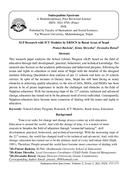 (PDF) SLP Research with ICT Modules by ERDCN in Rural Areas of Nepal