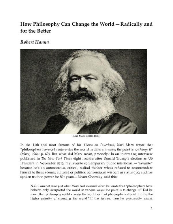 (PDF) How Philosophy Can Change the World — Radically and for the ...
