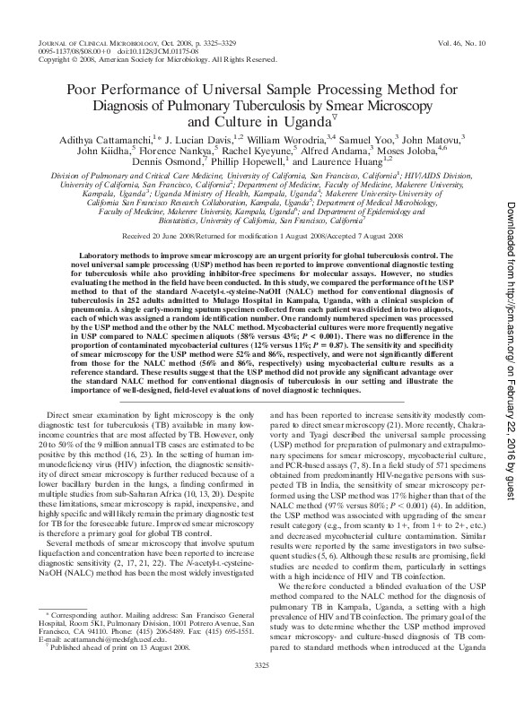 (PDF) Poor Performance of Universal Sample Processing Method for ...