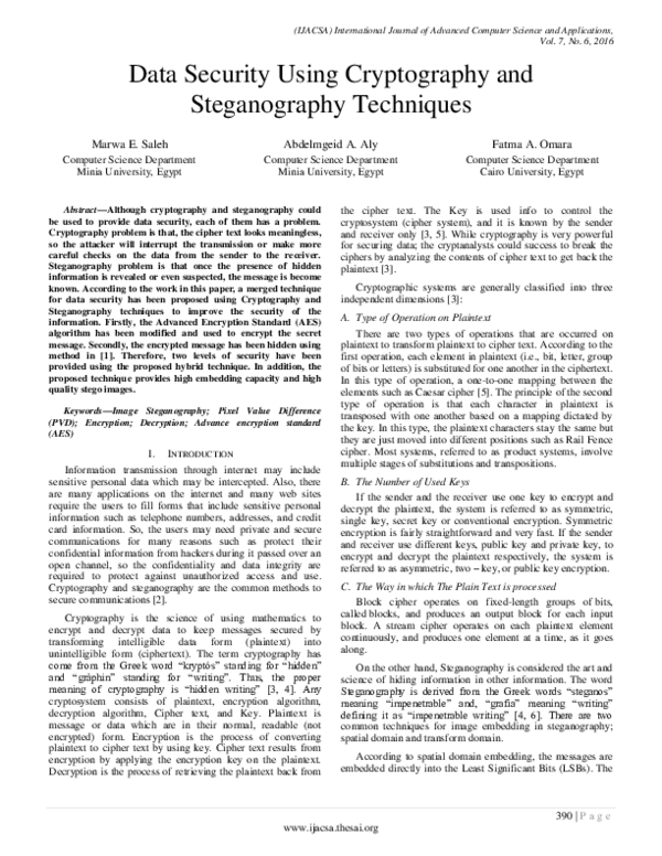 (PDF) Data Security Using Cryptography and Steganography Techniques