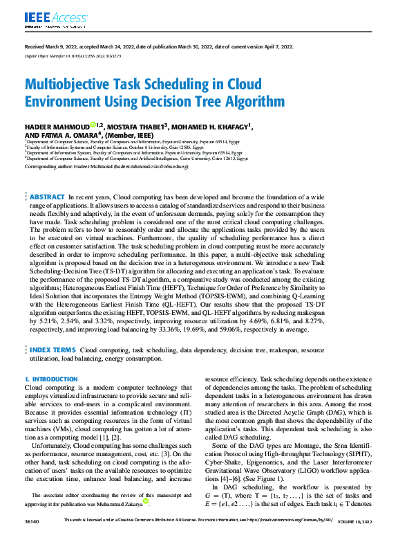 Pdf Multiobjective Task Scheduling In Cloud Environment Using Decision Tree Algorithm