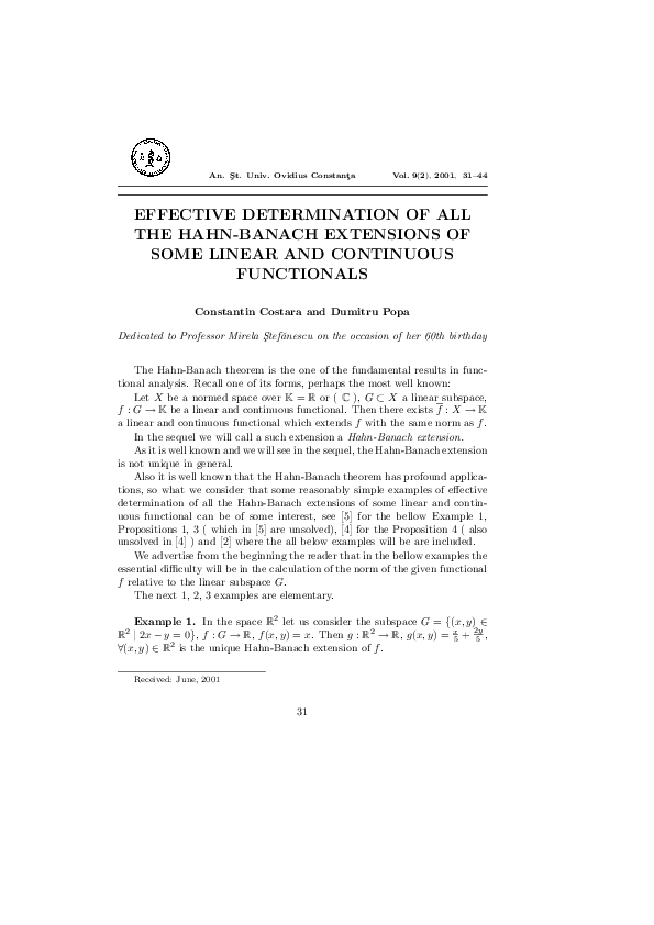 (PDF) Effective determination of all the Hahn--Banach extensions of some linear and continuous ...
