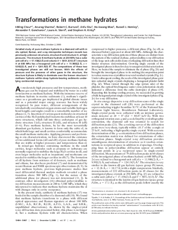 (PDF) Transformations in methane hydrates