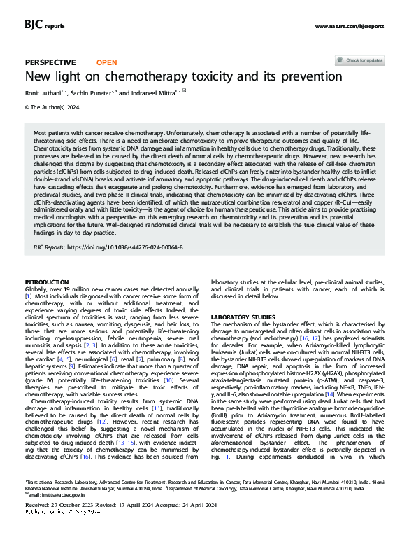 (PDF) New light on chemotherapy toxicity and its prevention