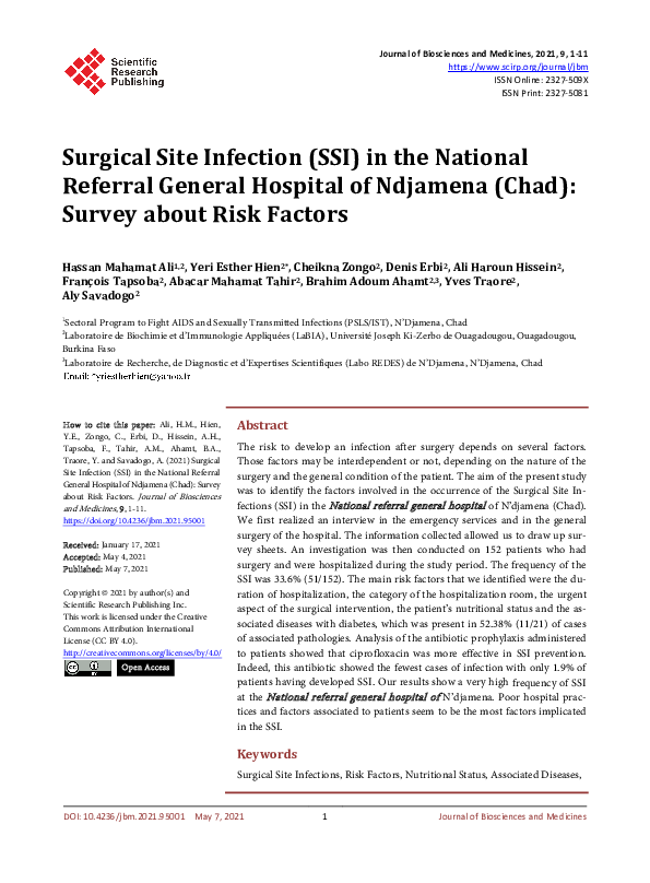 (PDF) Surgical Site Infection (SSI) in the National Referral General ...
