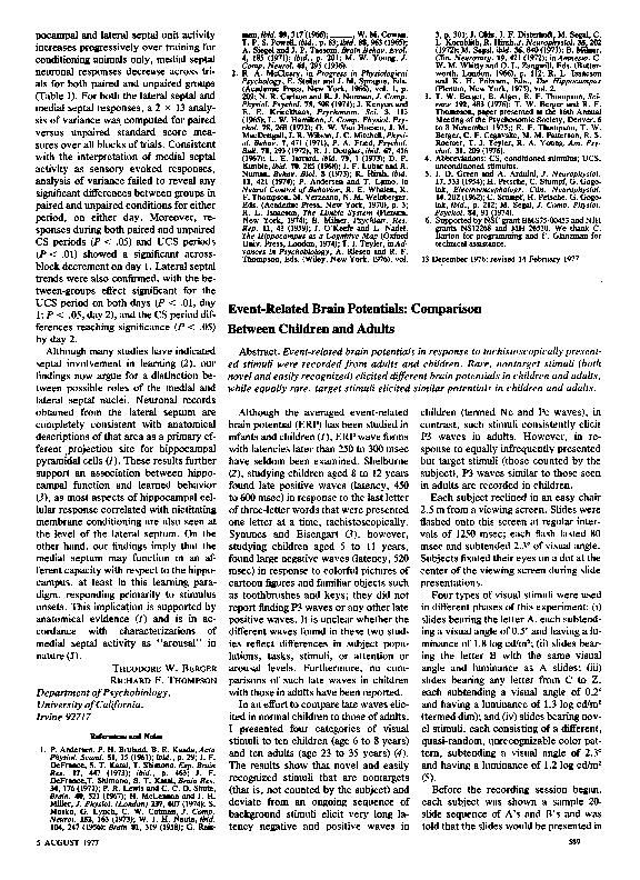 (PDF) Event-Related Brain Potentials: Comparison Between Children and ...