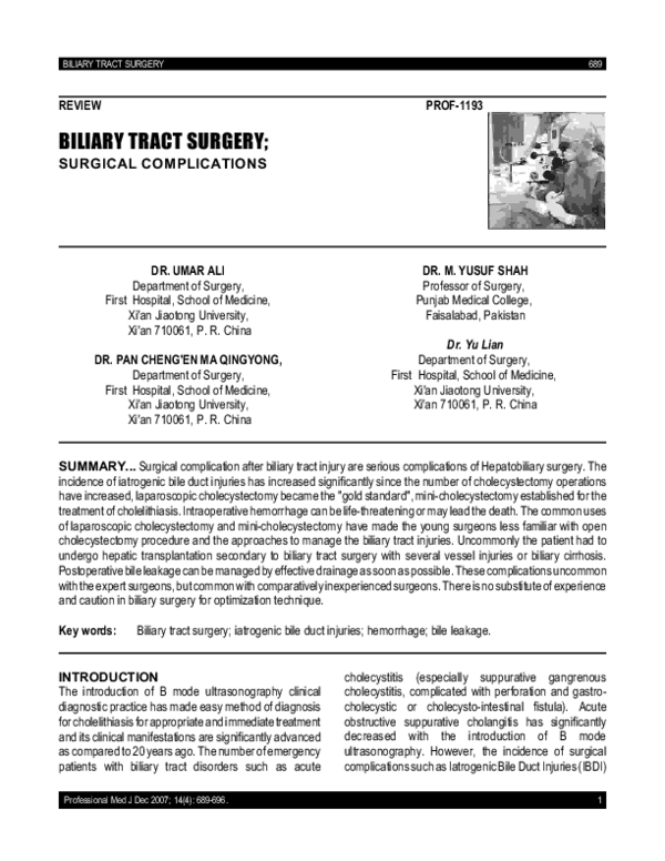 (PDF) Biliary Tract Surgery