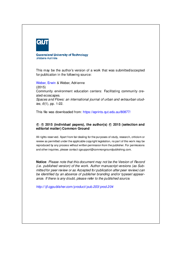 (PDF) Community Environment Education Centers