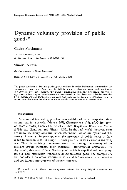(PDF) Dynamic Free Riding in Public Goods Contributions