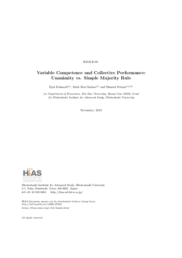 (PDF) Variable Competence and Collective Performance: Unanimity Versus ...