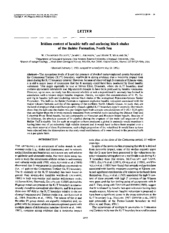 (PDF) Iridium content of basaltic tuffs and enclosing black shales of ...