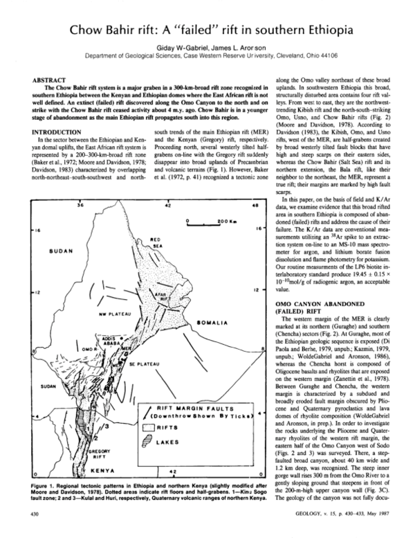 (PDF) Chow Bahir rift: A “failed” rift in southern Ethiopia