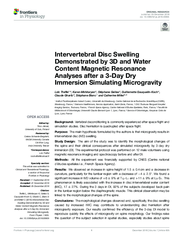 (PDF) Intervertebral Disc Swelling Demonstrated by 3D and Water Content ...