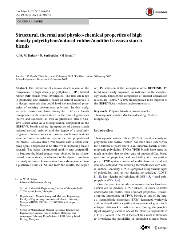 (PDF) Structural, thermal and physico-chemical properties of high density polyethylene/natural ...