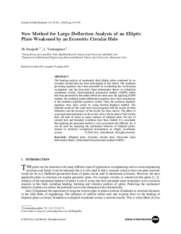 (PDF) New Method for Large Deflection Analysis of an Elliptic Plate Weakened by an Eccentric ...
