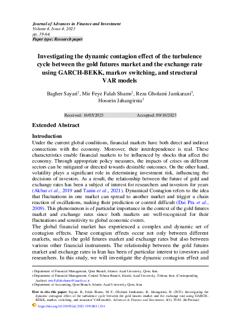 Pdf Investigating The Dynamic Contagion Effect Of The Turbulence