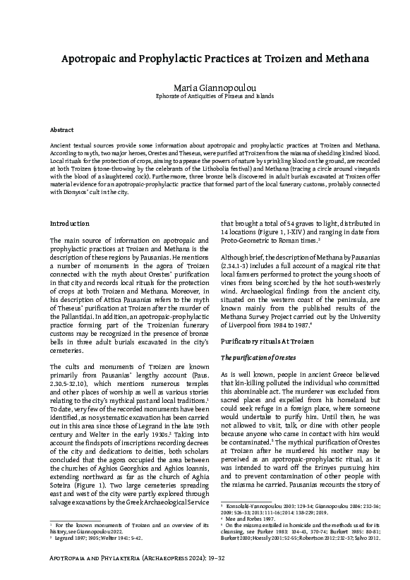 (PDF) Apotropaic and Prophylactic Practices at Troizen and Methana