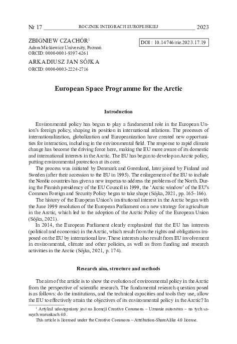 (PDF) European Space Programme for the Arctic
