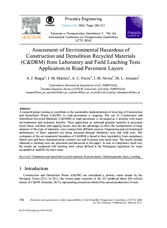 (PDF) Assessment of Environmental Hazardous of Construction and ...
