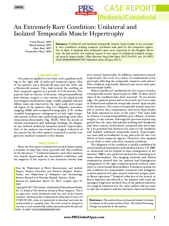 (PDF) An Extremely Rare Condition: Unilateral and Isolated Temporalis ...