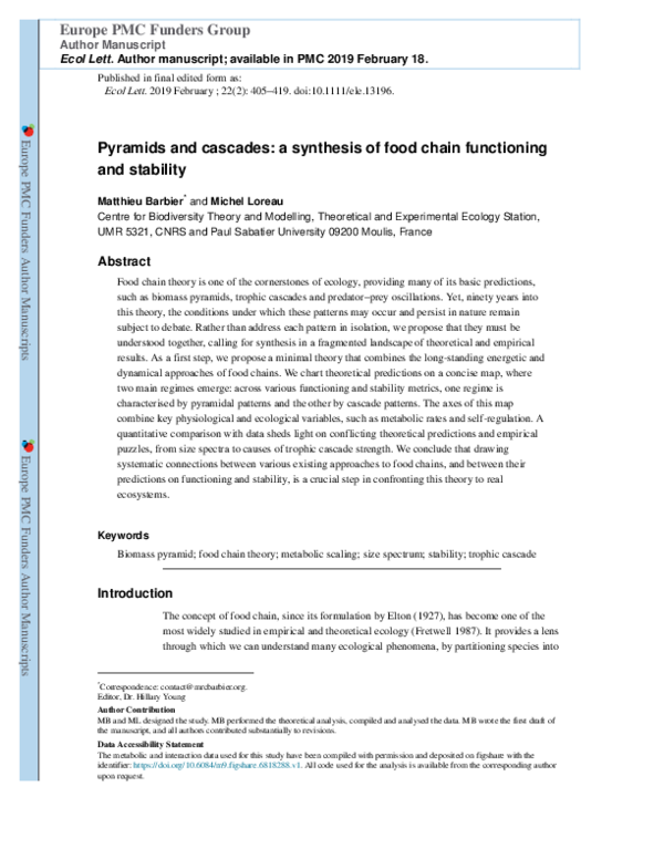 (PDF) Pyramids and cascades: a synthesis of food chain functioning and ...