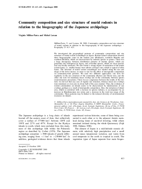 (PDF) Community composition and size structure of murid rodents in ...