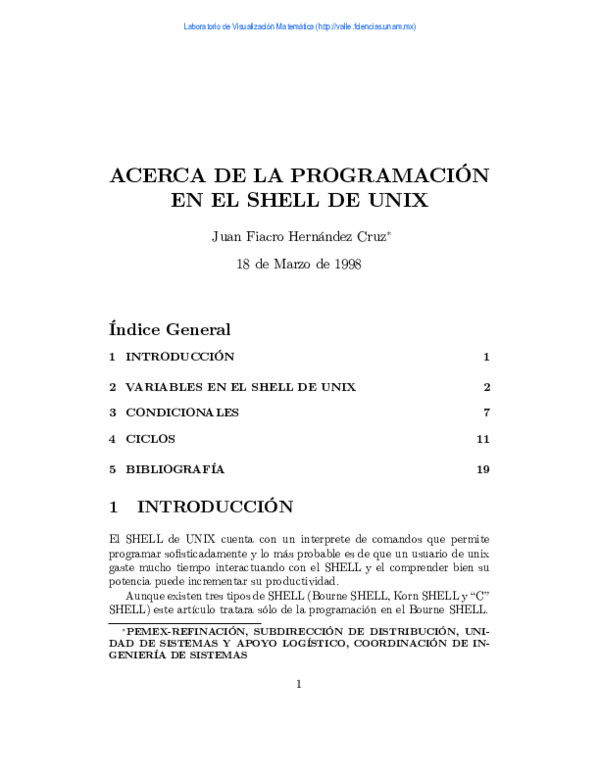 (PDF) Acerca de la programación en el shell de UNIX