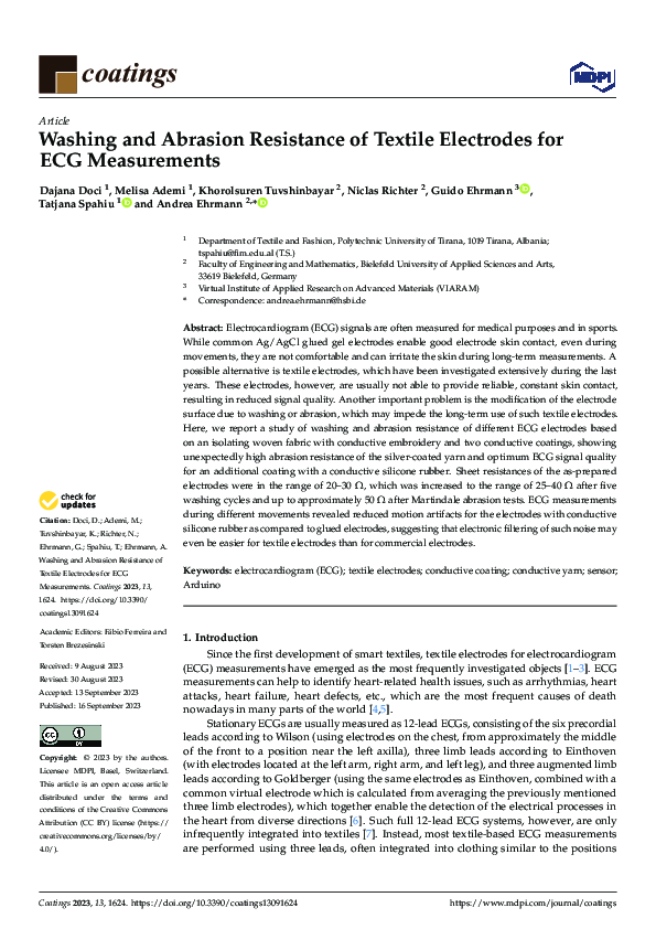 (PDF) Washing and Abrasion Resistance of Textile Electrodes for ECG ...