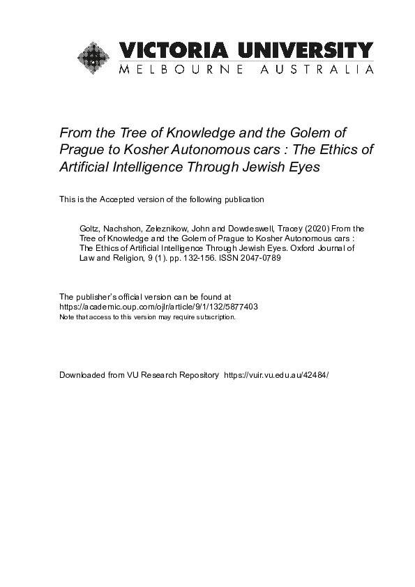 (PDF) From the Tree of Knowledge and the Golem of Prague to Kosher ...