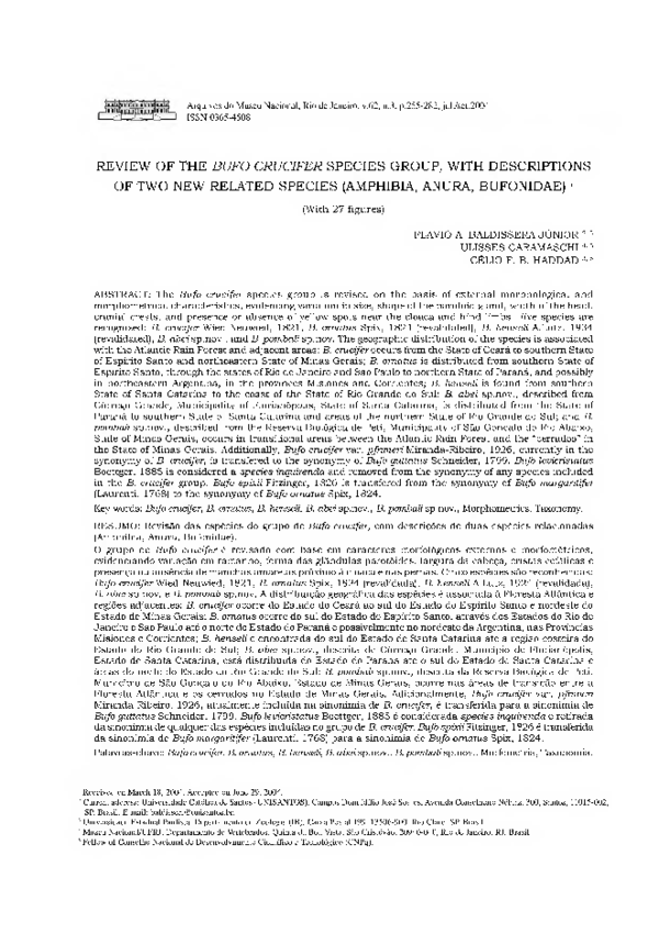 (PDF) Review of the Bufo crucifer species group, with descriptions of ...
