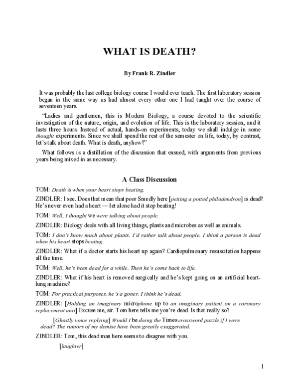(PDF) What is Death?
