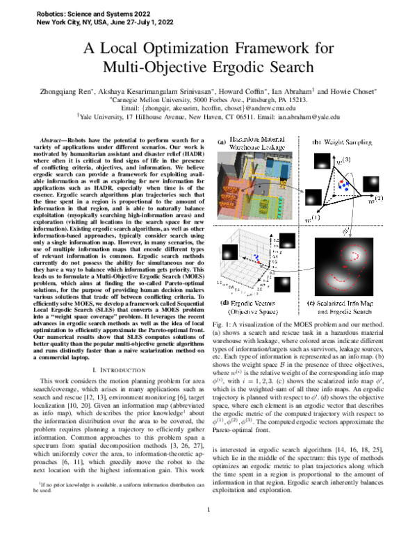 (PDF) A Local Optimization Framework for Multi-Objective Ergodic Search