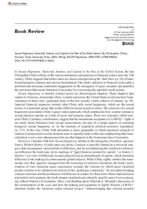 (PDF) Book Review: Christopher Chitty, Sexual Hegemony: Statecraft ...