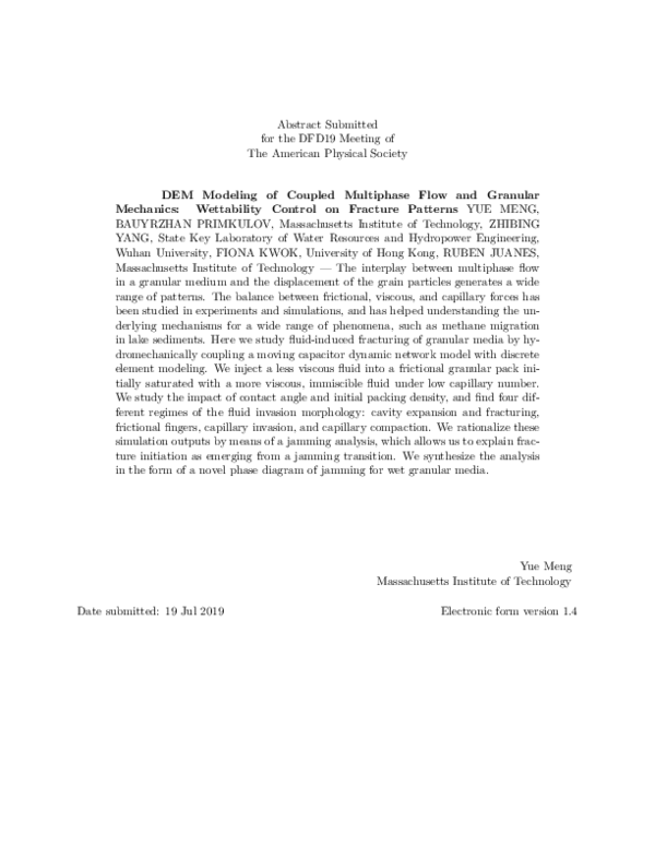 (PDF) DEM modeling of coupled multiphase flow and granular mechanics ...