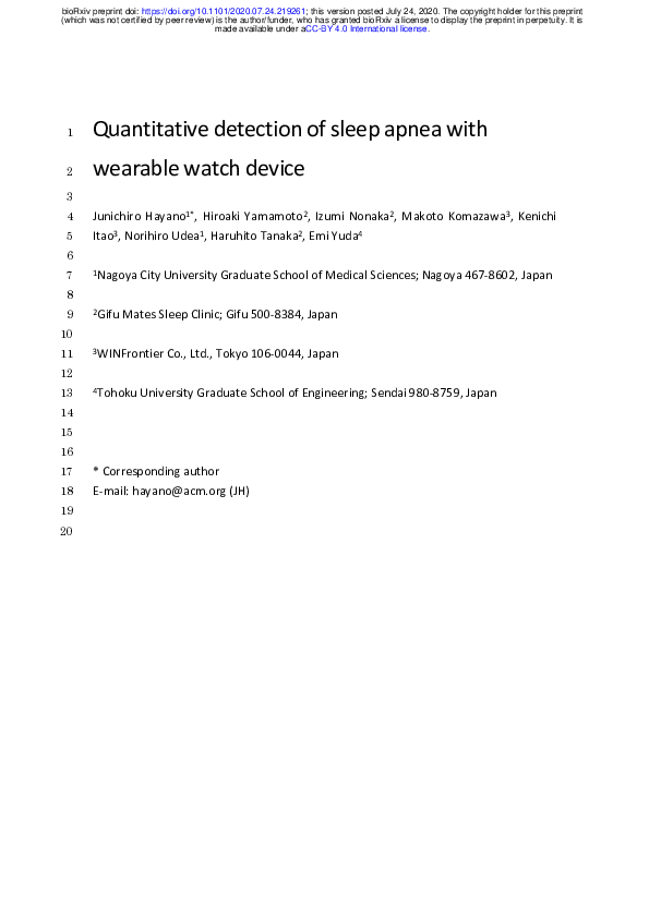 (PDF) Wearable PPG for Quantitative Sleep Apnea Detection
