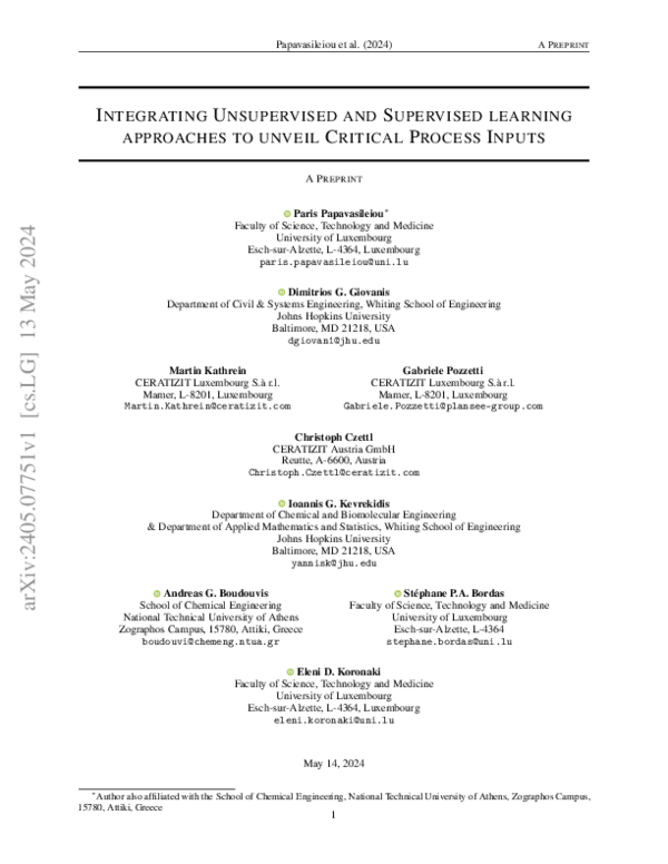(PDF) Integrating supervised and unsupervised learning approaches to unveil critical process inputs