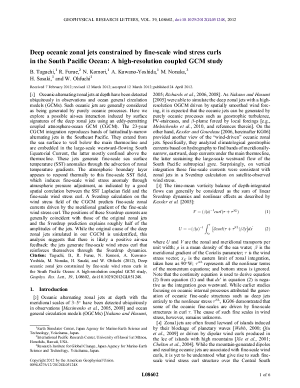 (PDF) Deep oceanic zonal jets constrained by fine‐scale wind stress ...