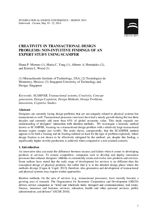 (PDF) Creativity in Transactional Design Problems: Non-Intuitive ...