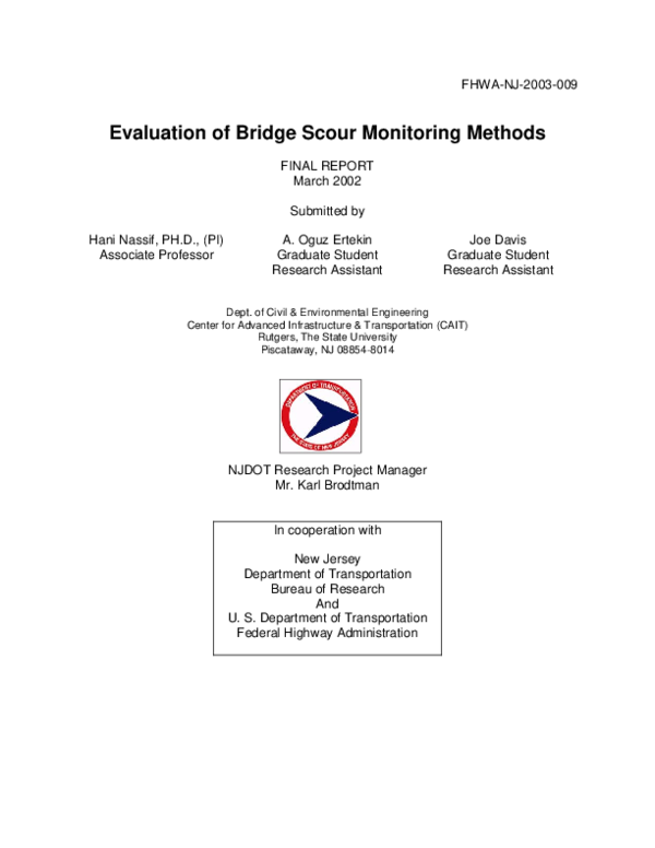 (PDF) Evaluation of Bridge Scour Monitoring Methods