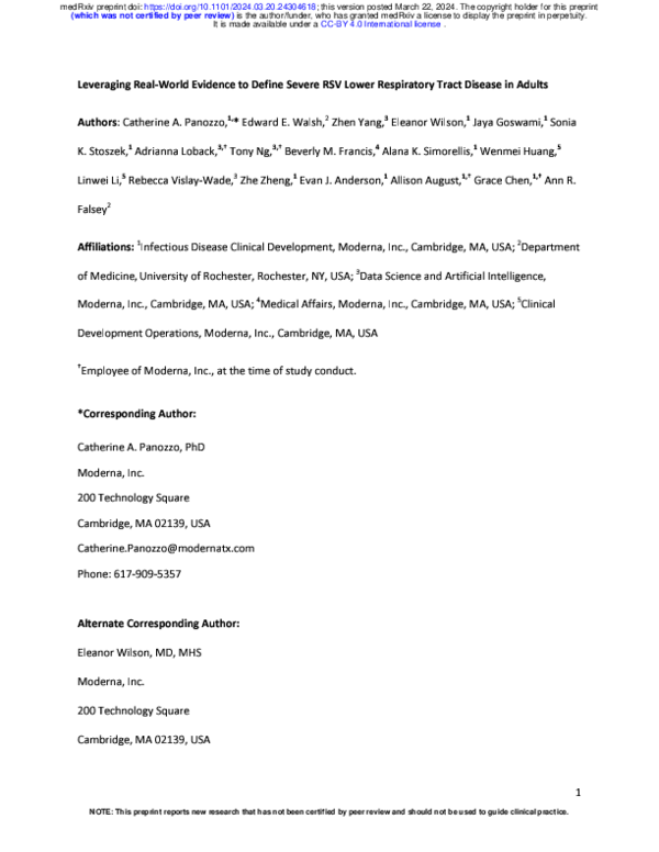 (PDF) Leveraging Real-World Evidence to Define Severe RSV Lower ...