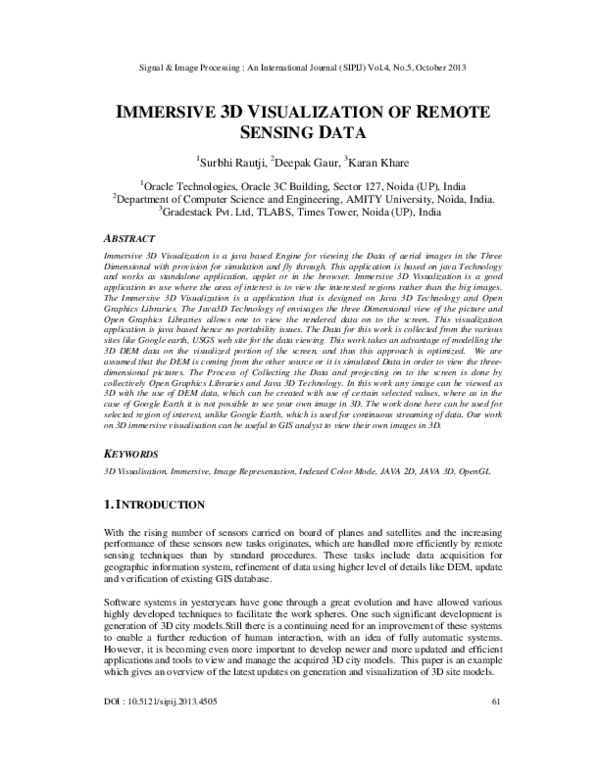 (PDF) Immersive 3D Visualization of Remote Sensing Data