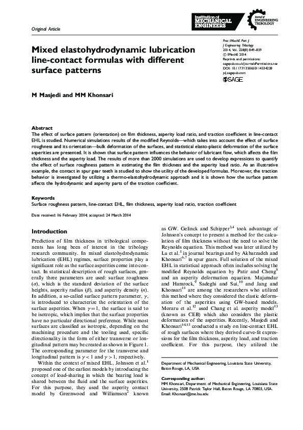 (PDF) Mixed elastohydrodynamic lubrication line-contact formulas with ...