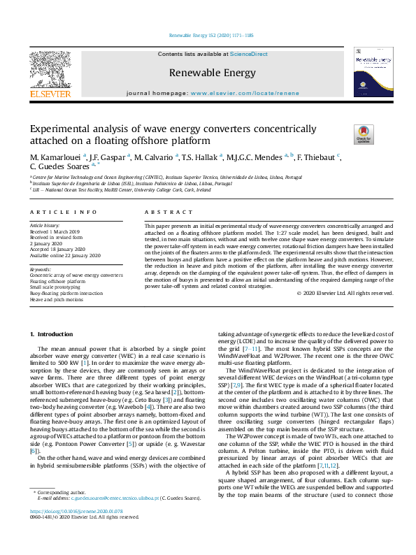 Pdf Experimental Analysis Of Wave Energy Converters Concentrically Attached On A Floating
