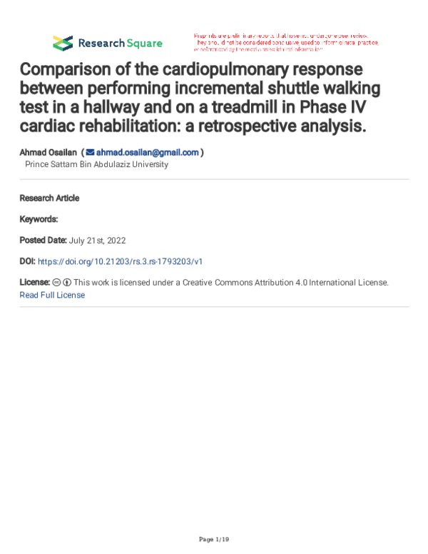 (PDF) Comparison of the cardiopulmonary response between performing ...
