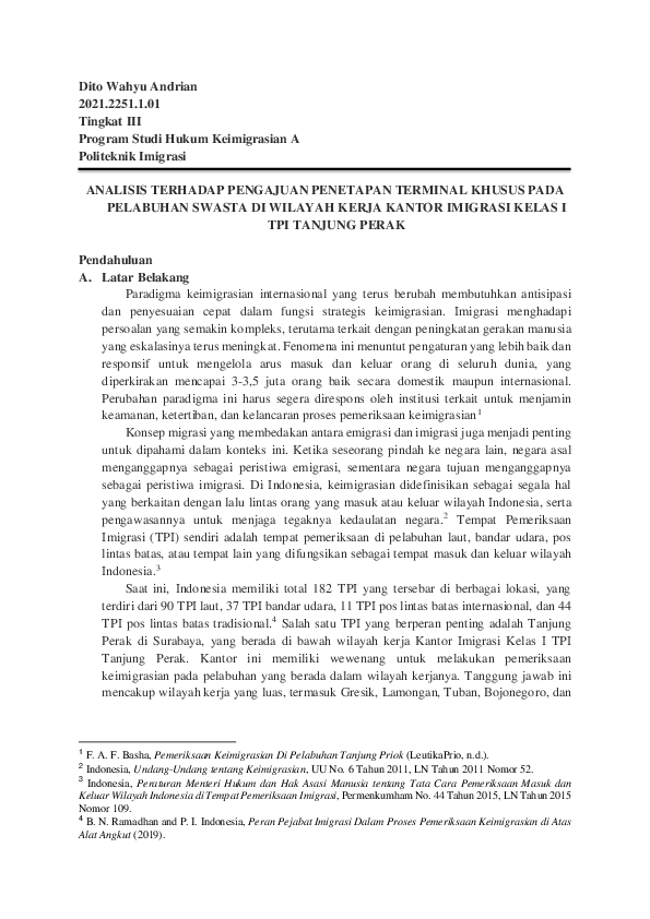 (PDF) ANALISIS TERHADAP PENGAJUAN PENETAPAN TERMINAL KHUSUS PADA ...